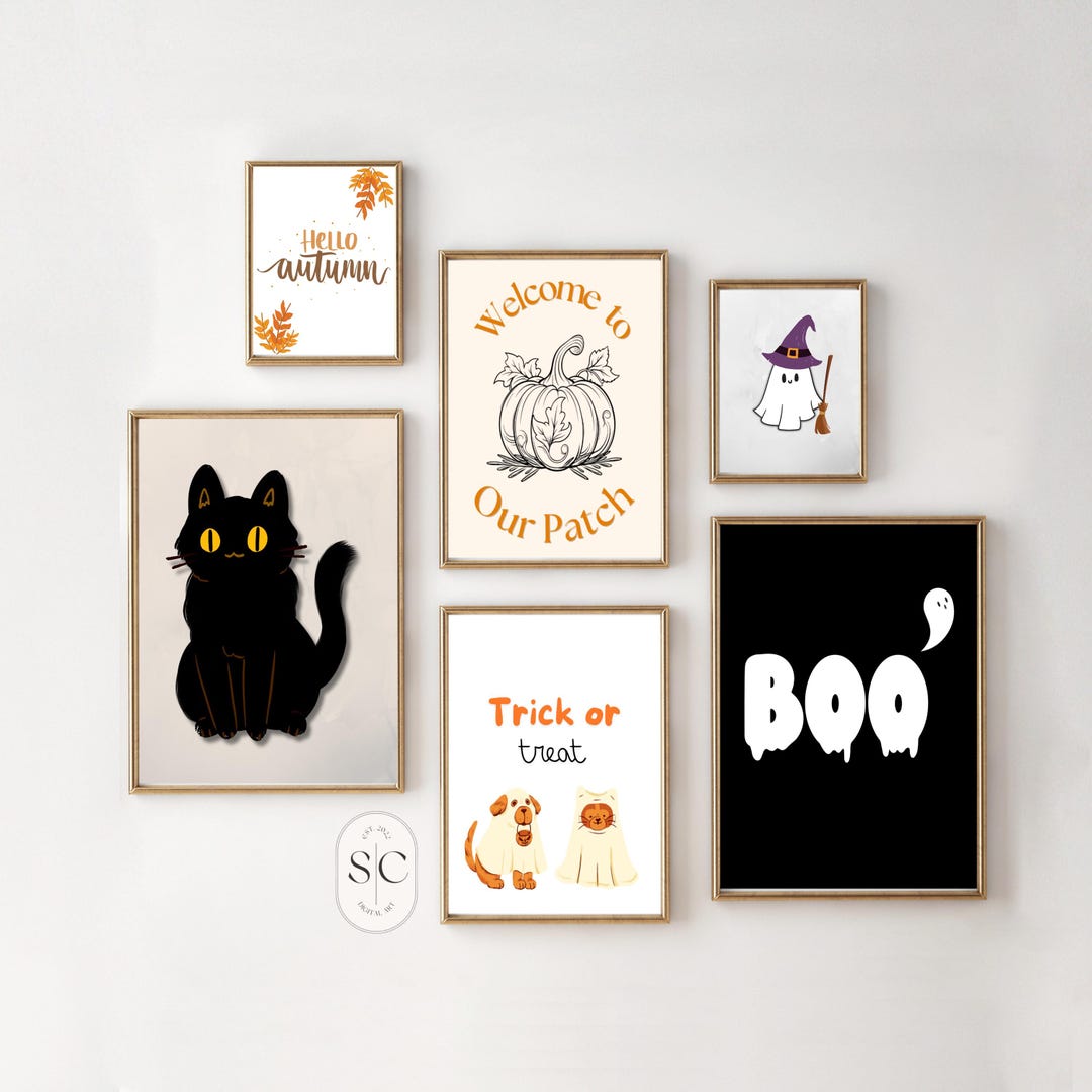 Fall Halloween Gallery Wall - Wall Art Print - Etsy