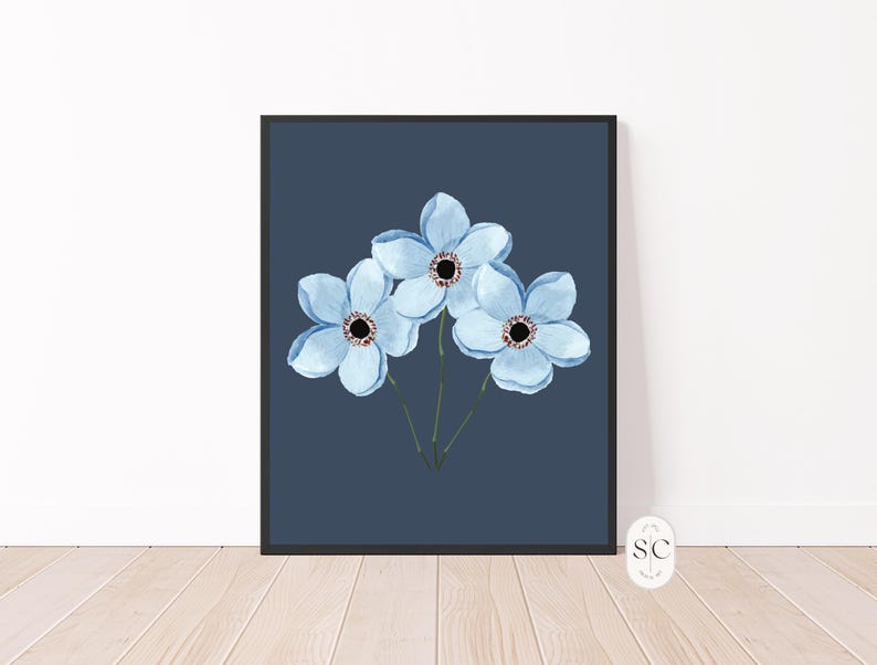 Watercolor Blue Daisies - Wall Art Print - Etsy