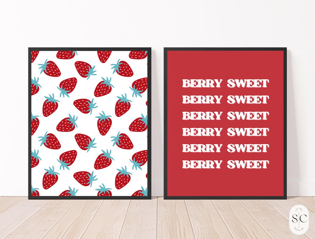 Berry Sweet, Strawberry Pattern Set - Wall Art Print - Etsy