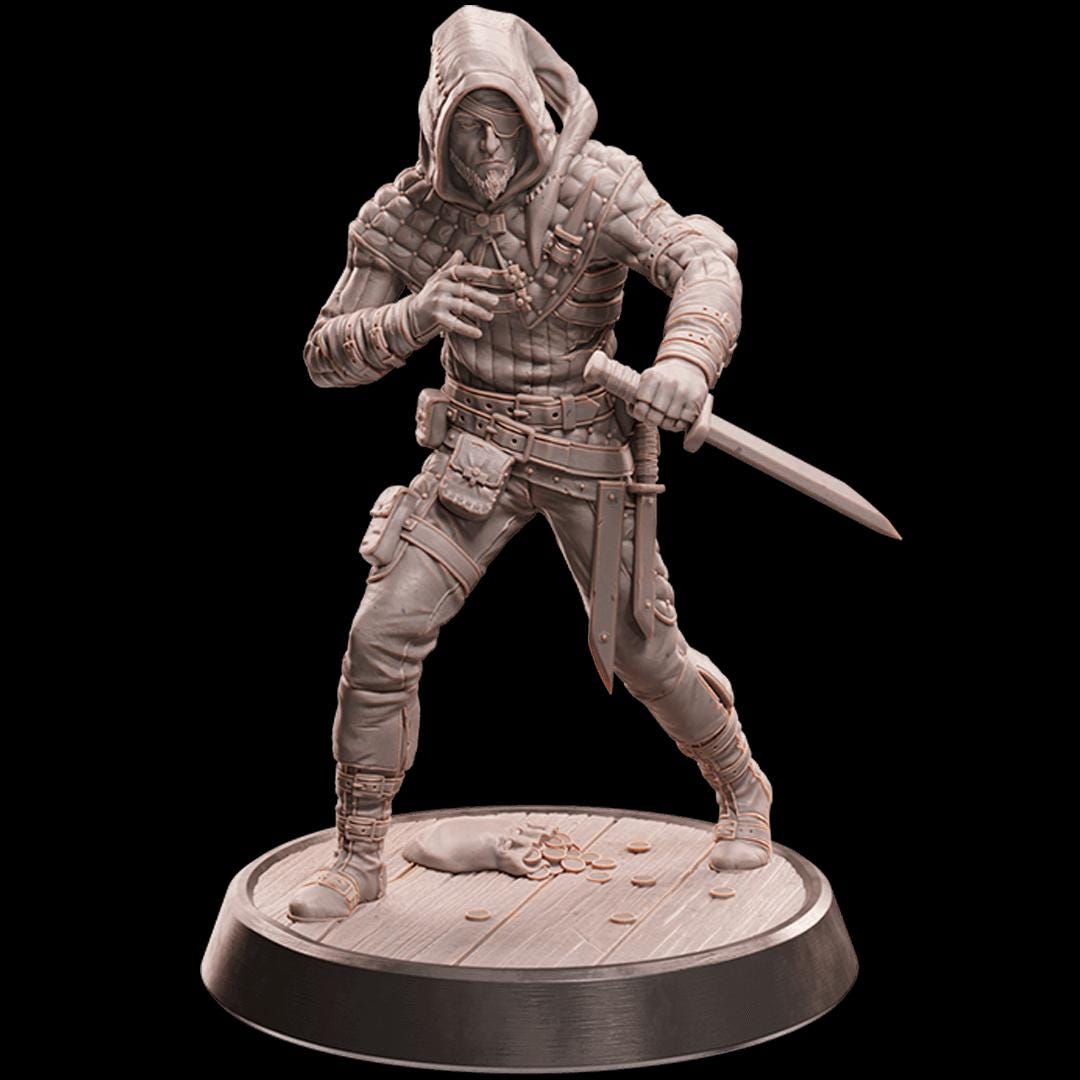 Hooded Male Rogue With Eye Patch / DND/ Unpainted - Etsy