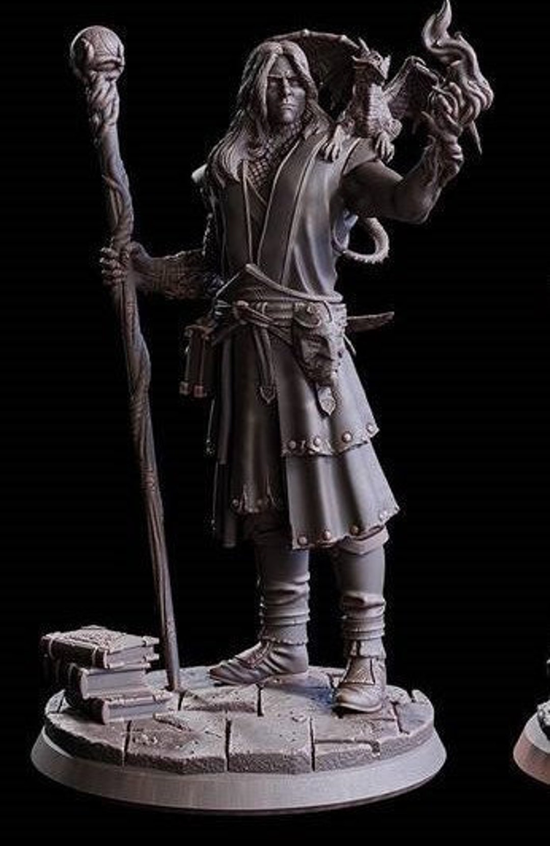 Elf Wizard Male With Dragon Dnd 28 Mm Scale - Etsy