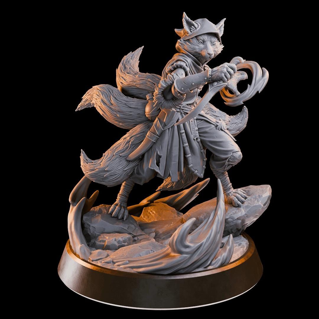 Nine Tailed Fox Rogue / Dnd Unpained - Etsy