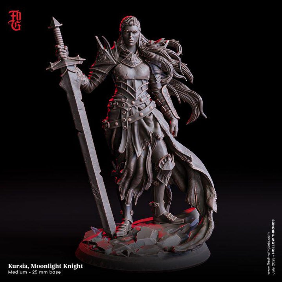 Female Oath Breaker Paladin Knight / Dnd Unpainted Mini - Etsy