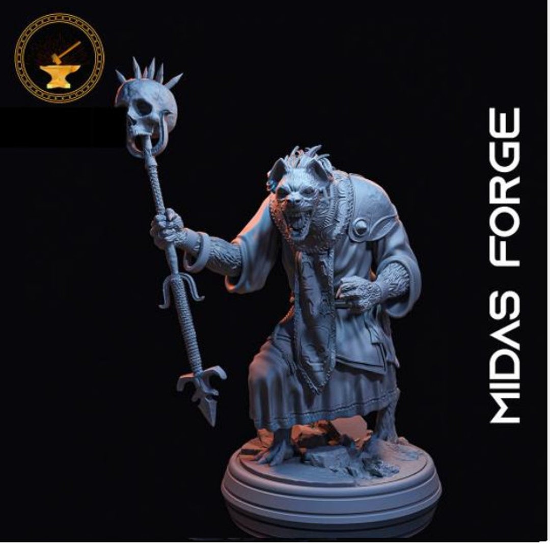 Gnoll With Staff/rufus Midas Forge RPG Tabletop Dnd Pathfinder Resin 3D ...