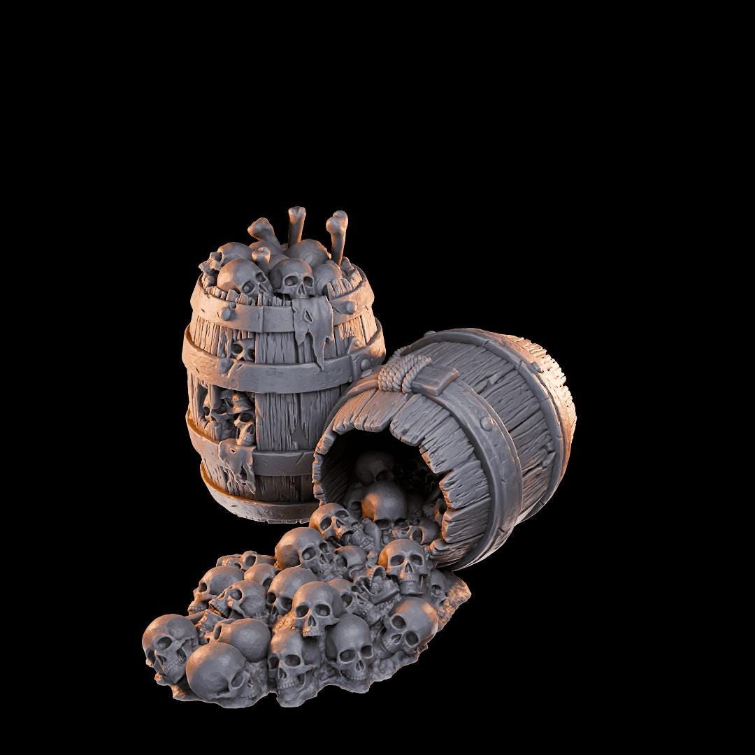 Skulls in a Barrel / Dnd Terrain Scatter Unpainted Mini - Etsy