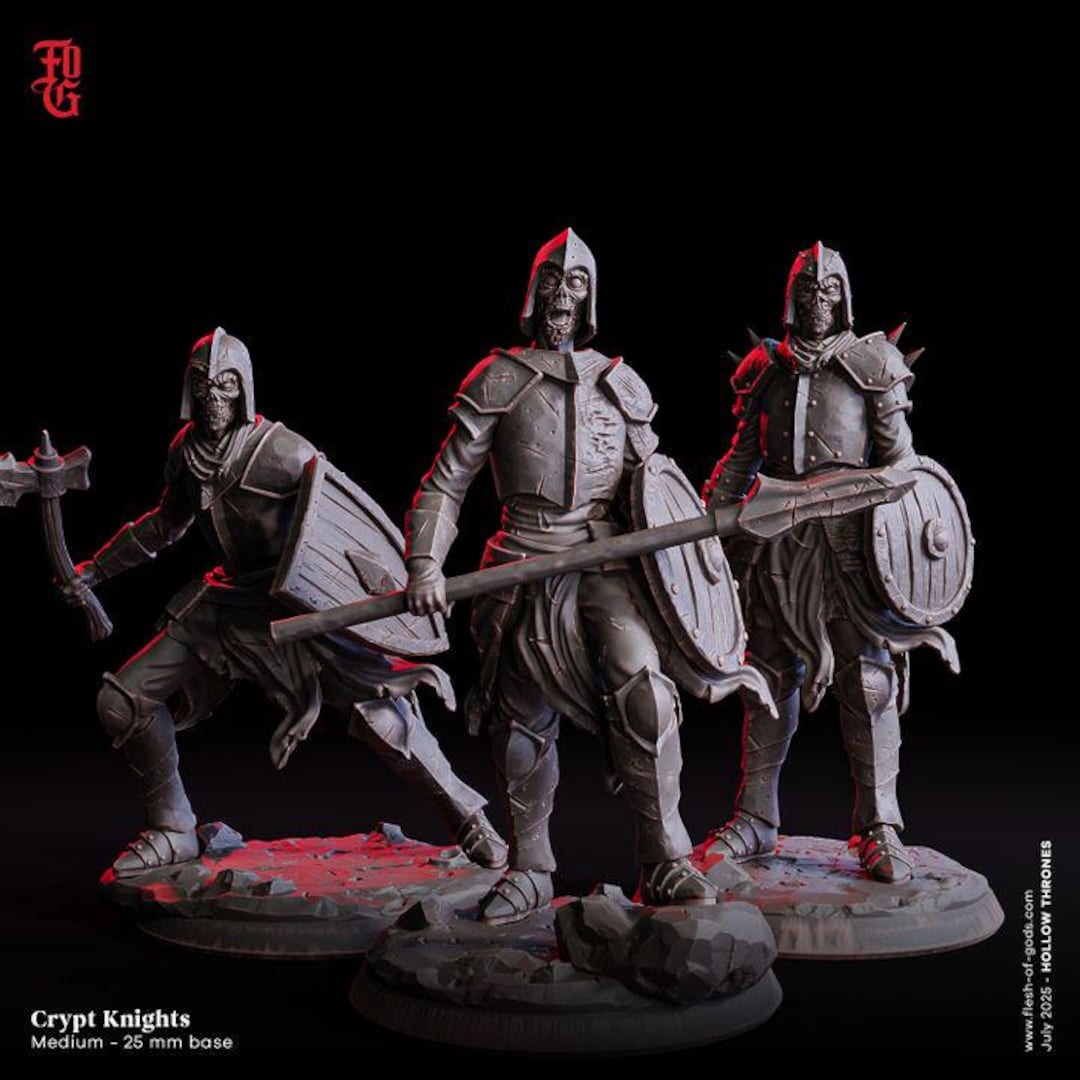 3-piece Skeleton Knights / DND Unpainted Mini - Etsy