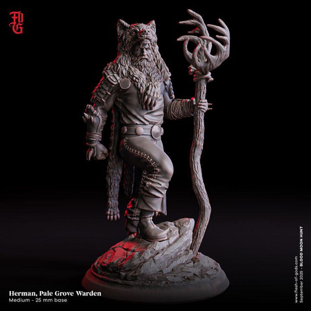 Hermit Druid Wolf Hood / Dnd Unpainted Mini - Etsy