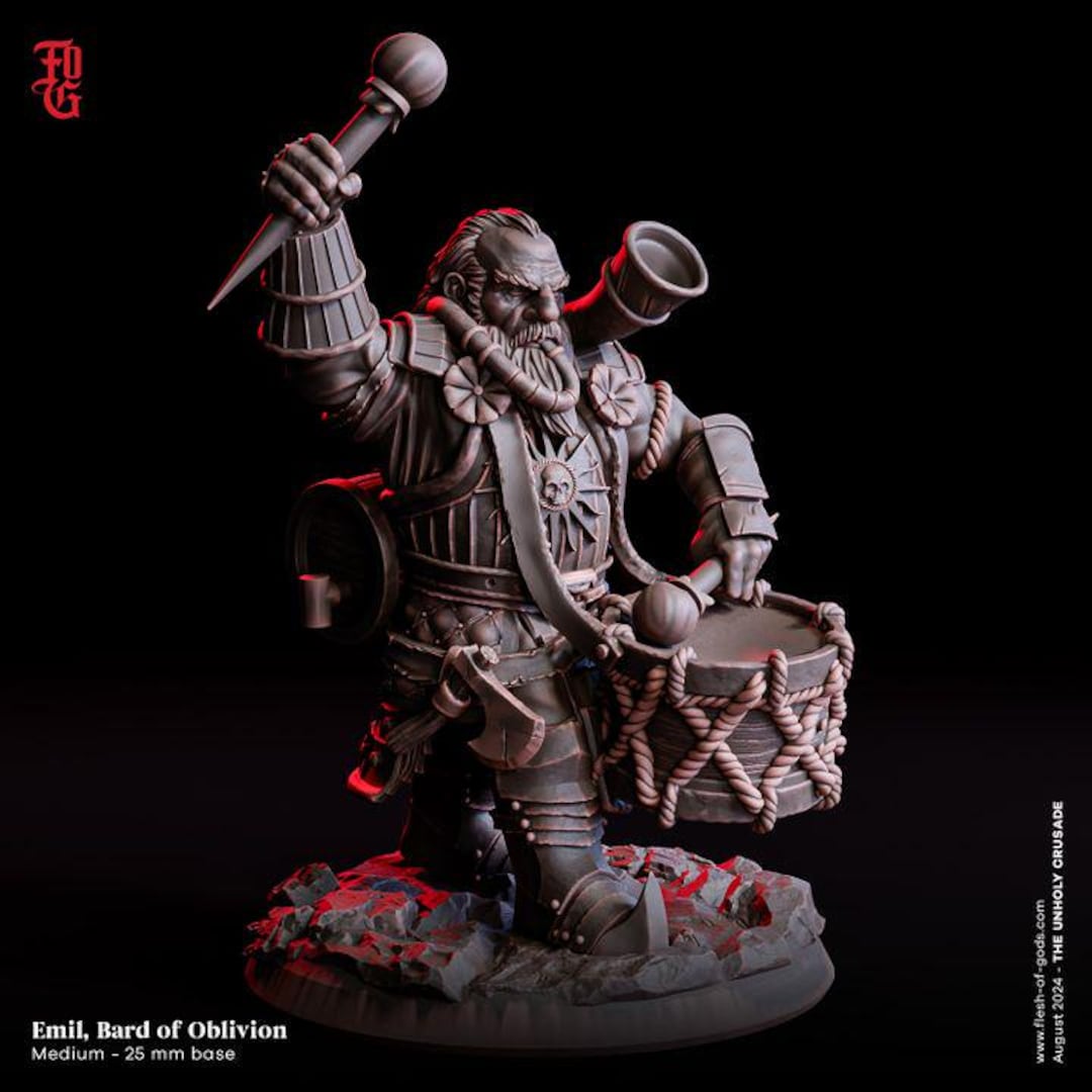 Dwarf Male Bard Drums / DND Mini - Etsy