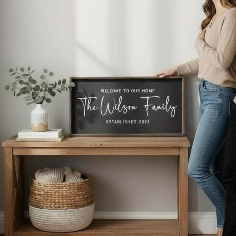 Personalized Farmhouse Welcome Sign: Custom Family Name, Established ...