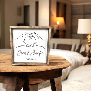 Personalized Couple Sign Heart Hands Line Art | Custom Wedding Gift for ...
