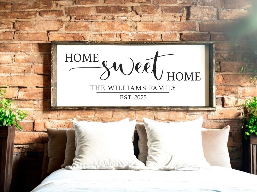 Custom Home Sweet Home Farmhouse Sign, Personalized Family Last Name ...