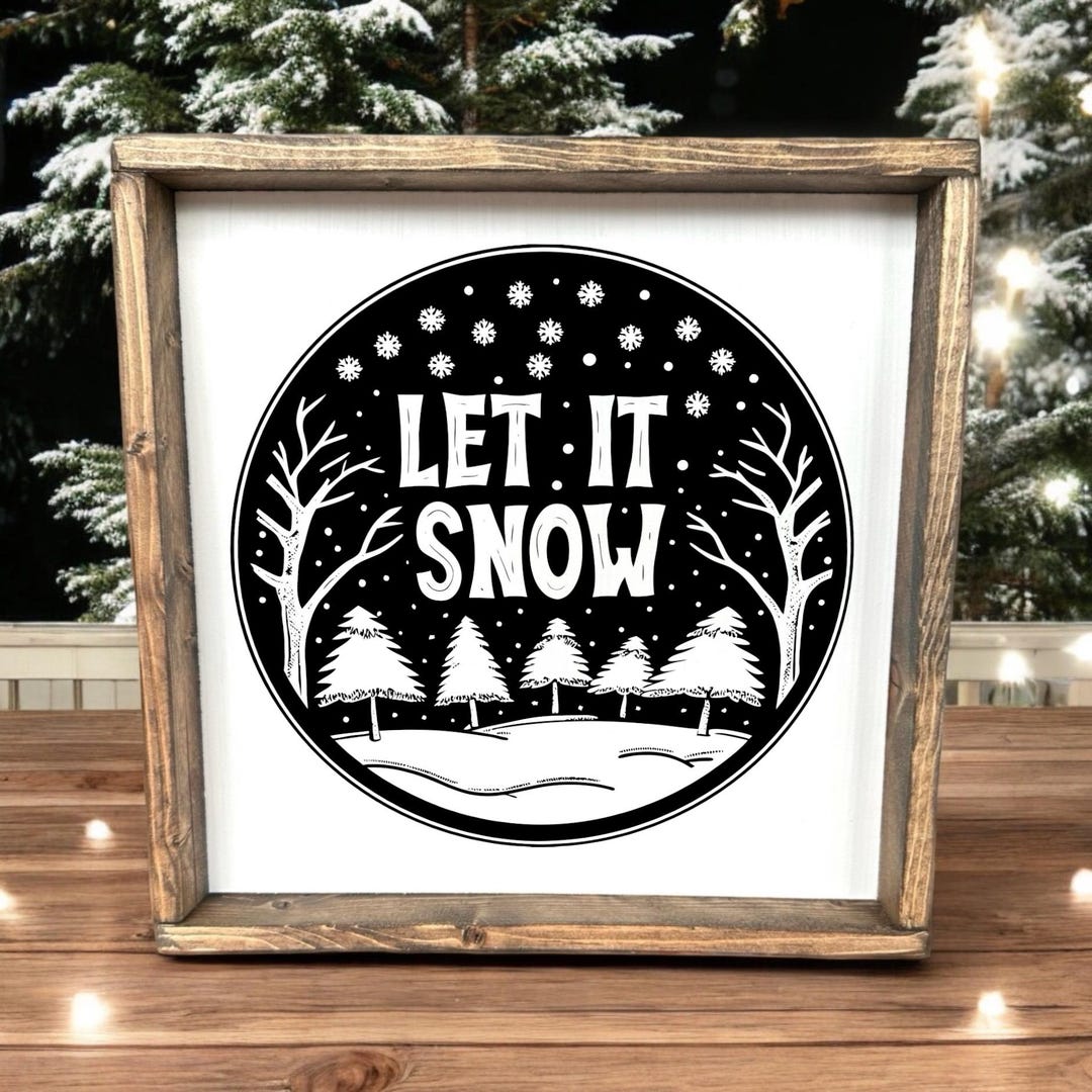 Let It Snow Winter Wonderland Charm Farmhouse Christmas Wood Sign ...