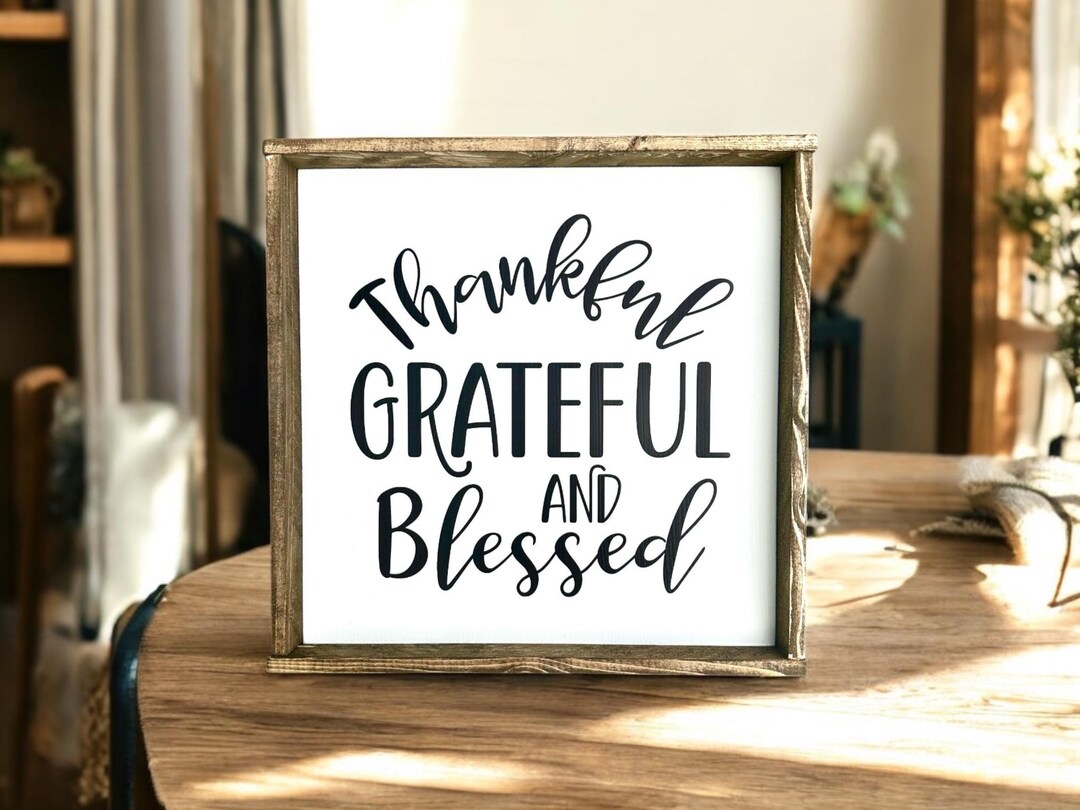 Farmhouse Wood Sign: Thankful Grateful Blessed, Rustic Home Decor - Etsy