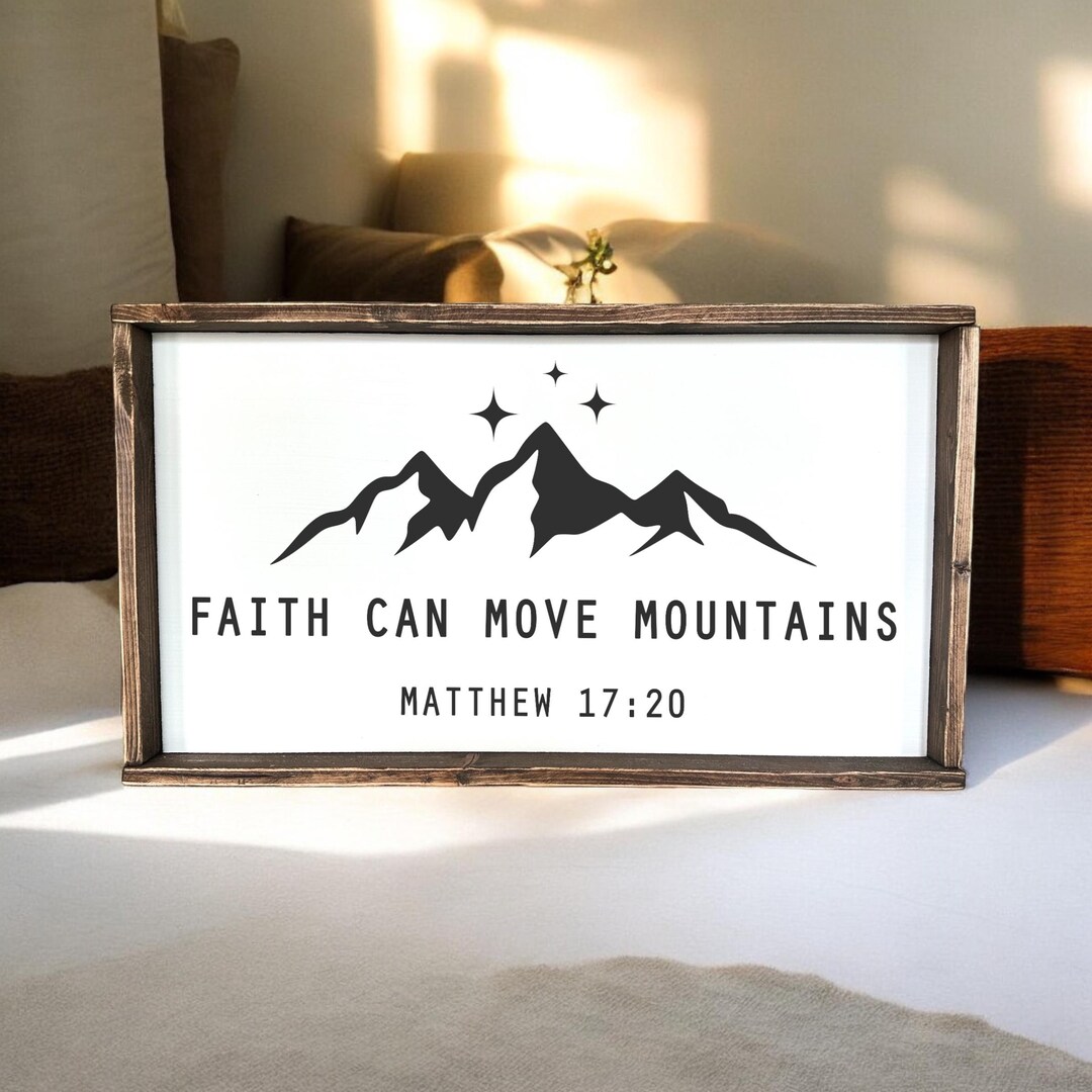 Rustic Christian Wall Art | Faith Can Move Mountains | Inspirational ...