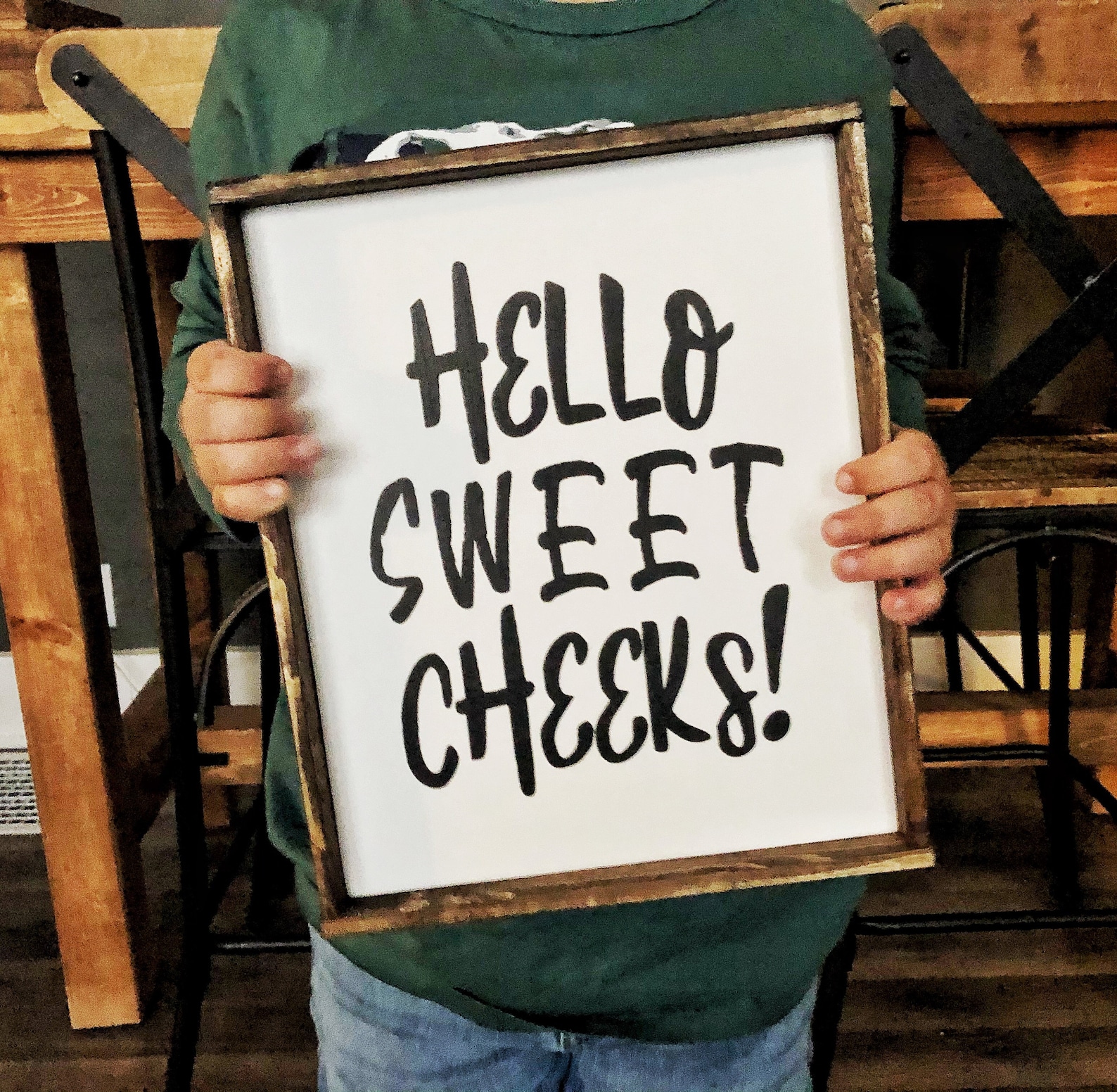 Hello Sweet Cheeks Sign Wood Signs Farmhouse Signs - Etsy
