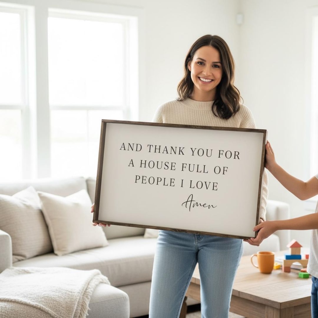Farmhouse Blessing Wood Sign: "house Full of Love" Christian Home Decor ...