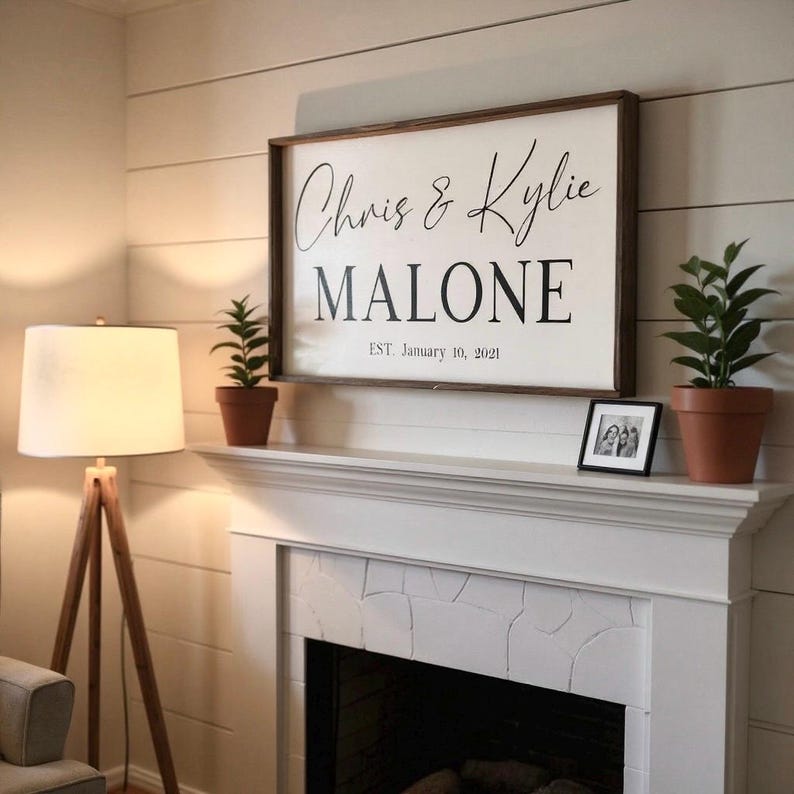 Personalized Farmhouse Couple's Sign: Custom Family Name, Established ...