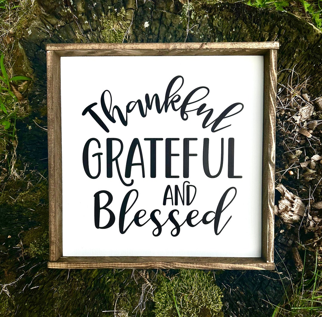 Thankful Grateful and Blessed Sign, Farmhouse Sign, Farmhouse Kitchen ...