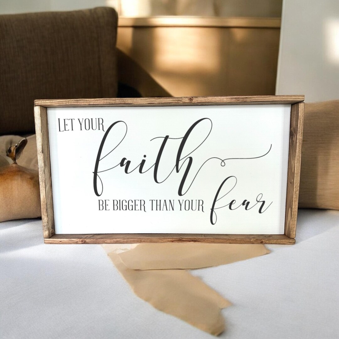 Faith Over Fear Sign, Farmhouse Scripture Decor, Inspirational Wood ...