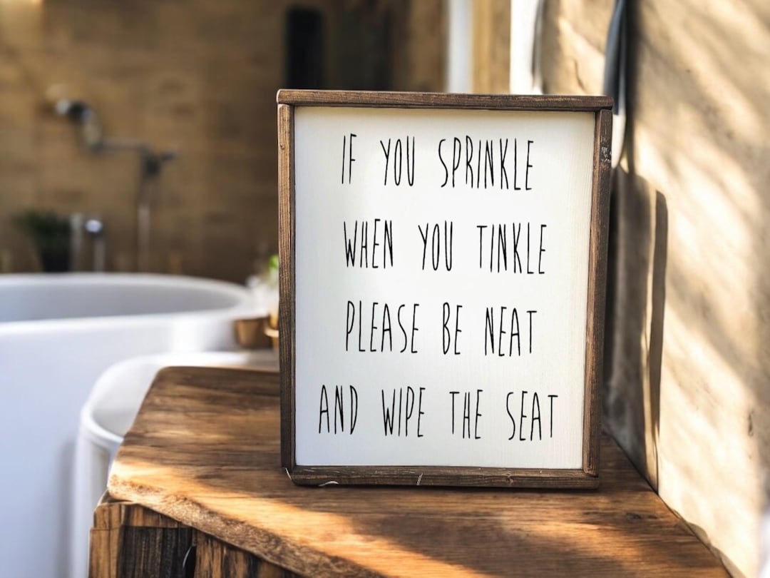 Funny Bathroom Wood Sign: Farmhouse Restroom Decor - Etsy