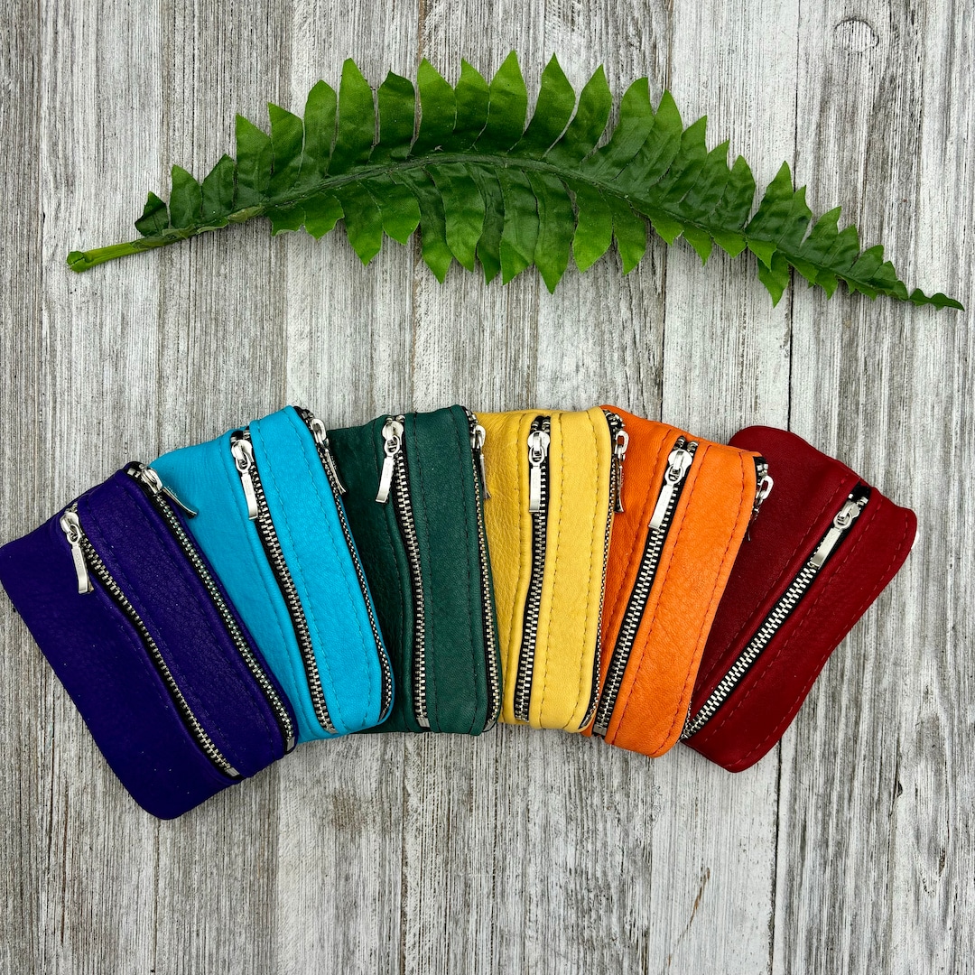 4.8" Deerskin Double Zip Coin Purse Without Key Ring, 4.8”x 3 ...