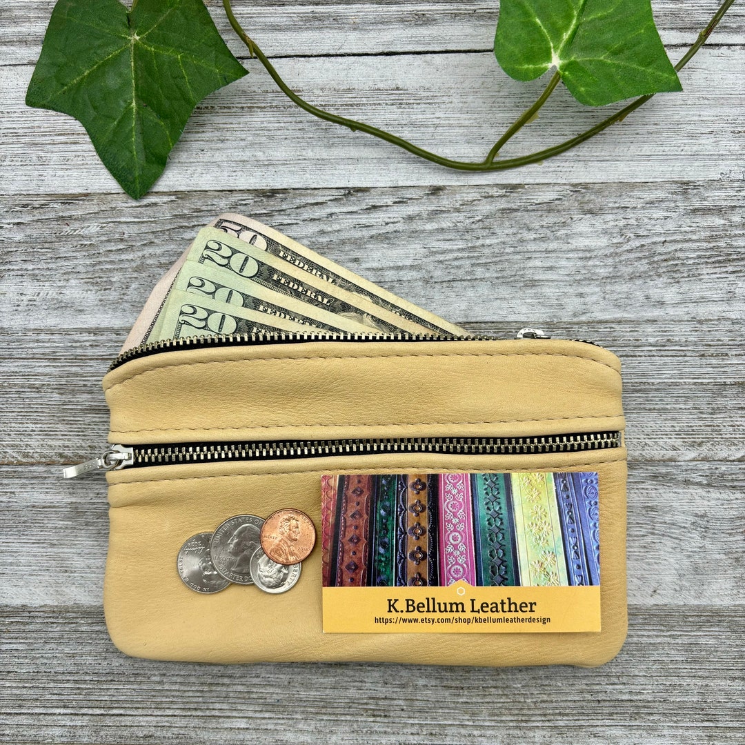 7" Deerskin Double Zipper Purse 7”x 4 1/4” X 1/2", Double Zipper Pouch ...