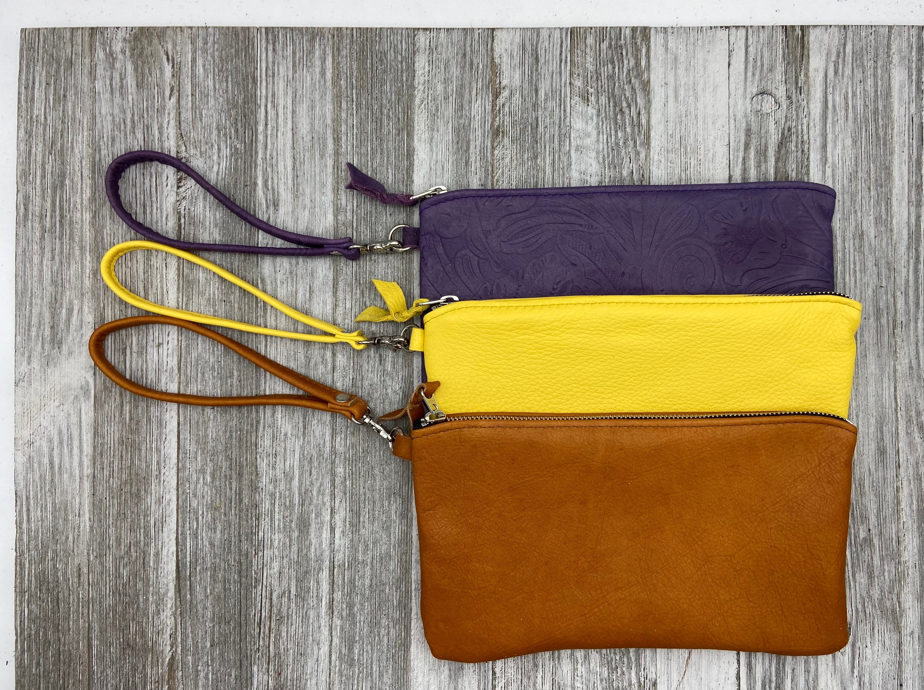 XXL Leather Zipper Pouch 10 Inch Length With A Wristlet - Etsy