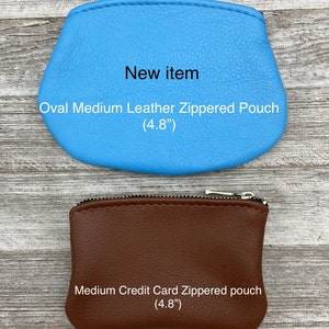 4.8" Medium Leather Zipper Pouch, 4.8" X 3", Credit Card Zipper Pouch ...