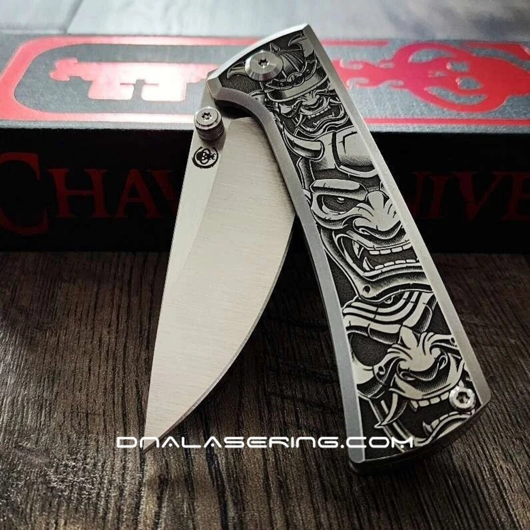 Chaves Knives Relief Engraved RCK9 With Samurai Devil Mask Theme ...