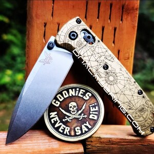 Goonies Map - Benchmade Bugout Brass - Deep Laser Engraved Brass Knife ...