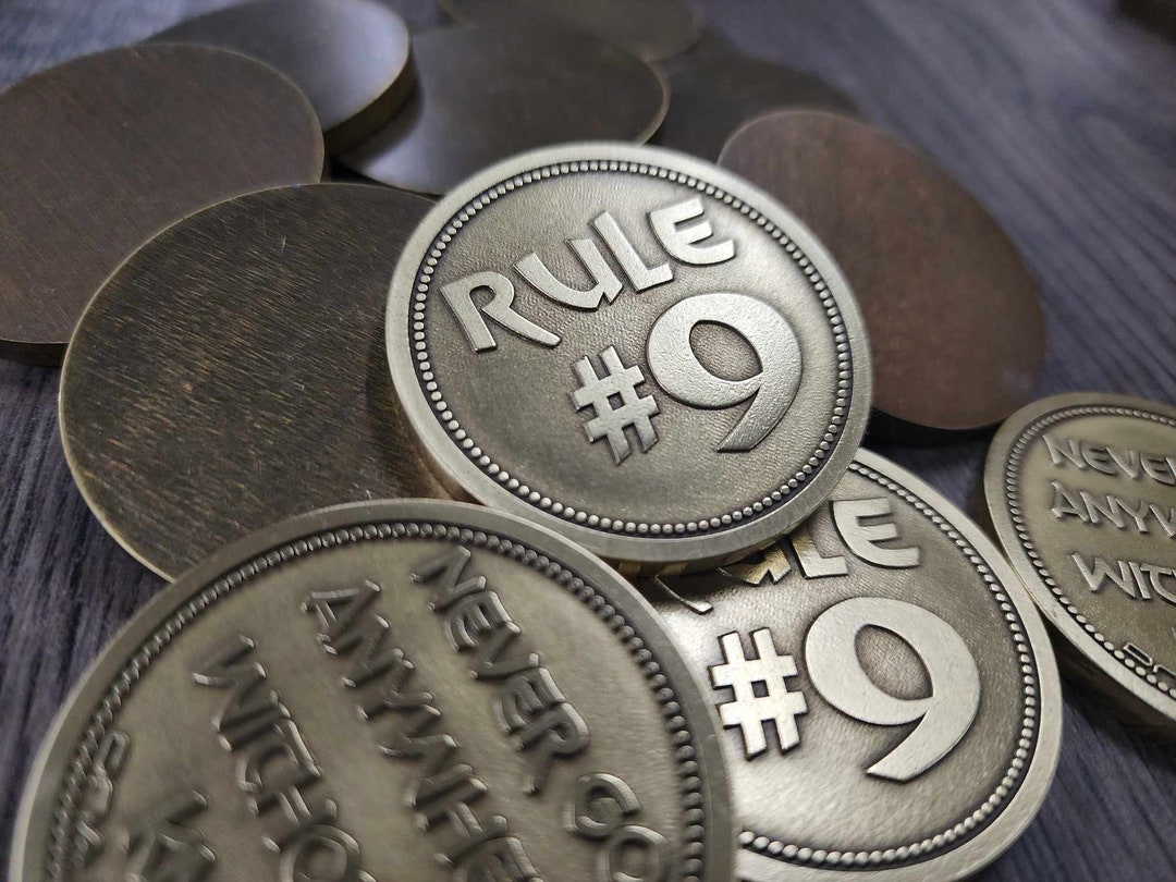 NEW Rule #9 - Deep Laser Engraved Brass Coin - Polished - Etsy