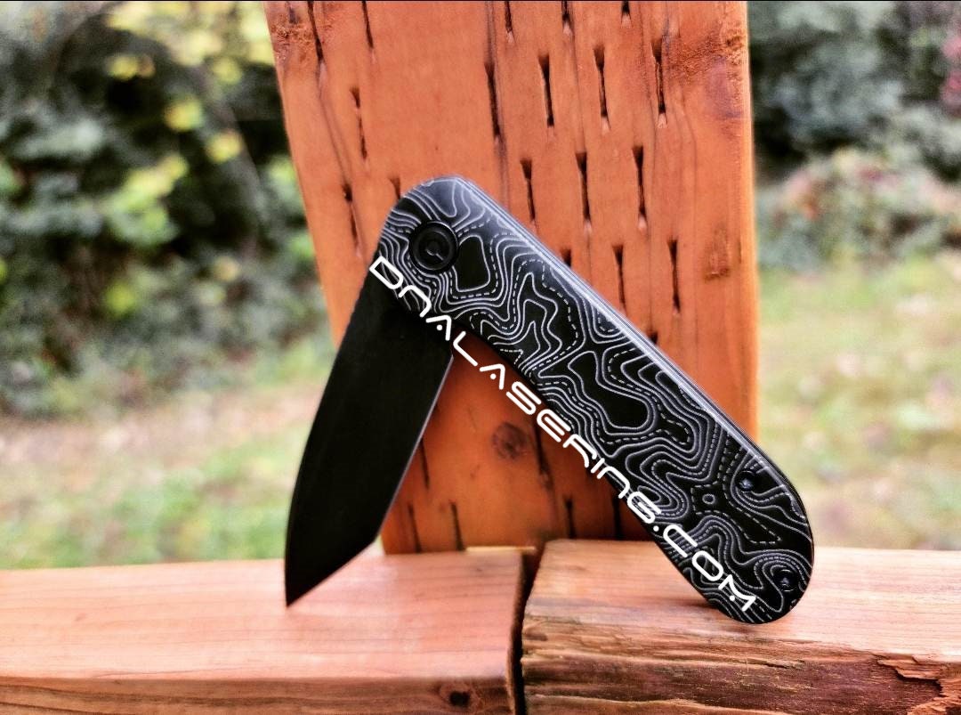 Topographic Map - Civivi Elementum - Laser Engraved DLC Titanium Knife ...