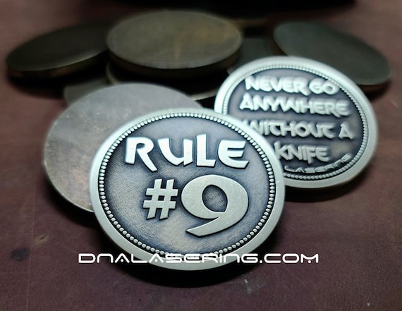 Rule 9 Deep Laser Engraved Brass Coin Polished and Aged | Etsy