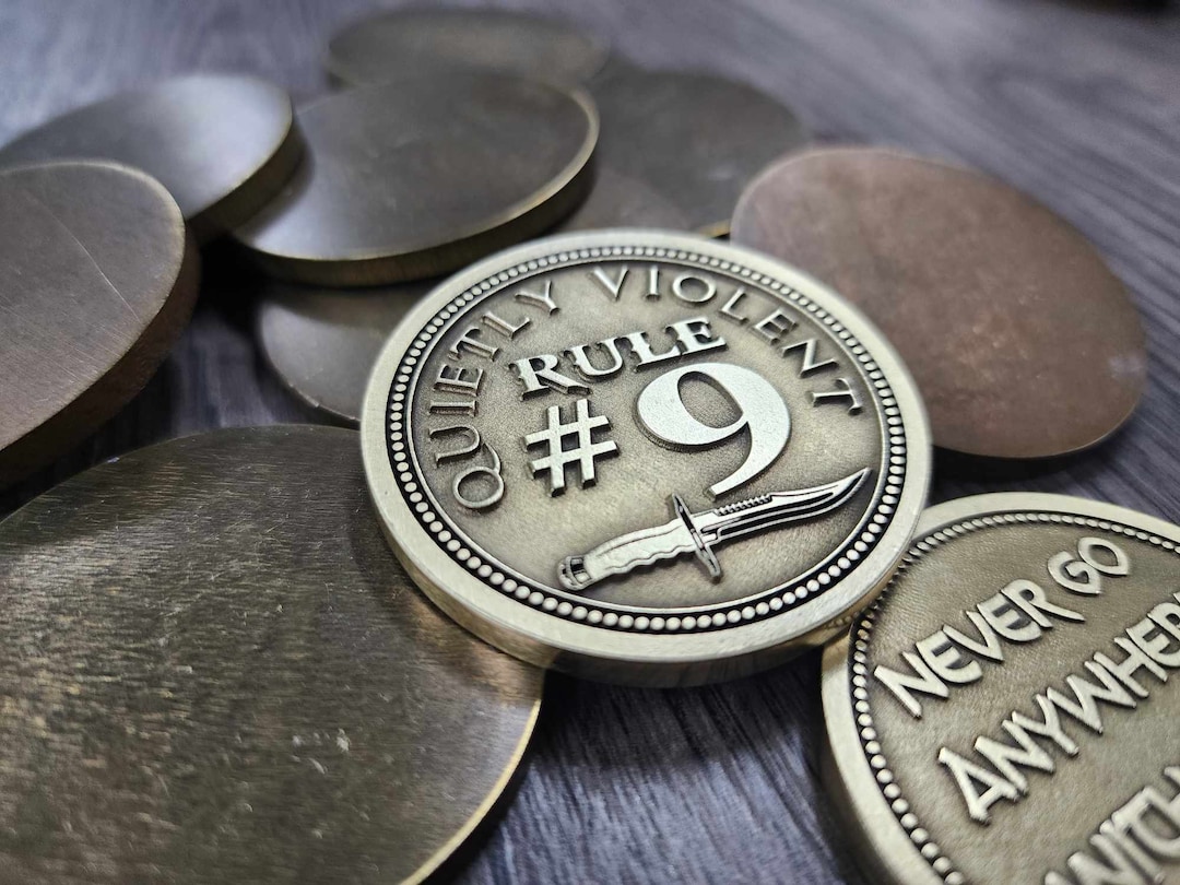 Rule #9 - Deep Laser Engraved Brass Coin - Polished Finish - EDC Gear ...