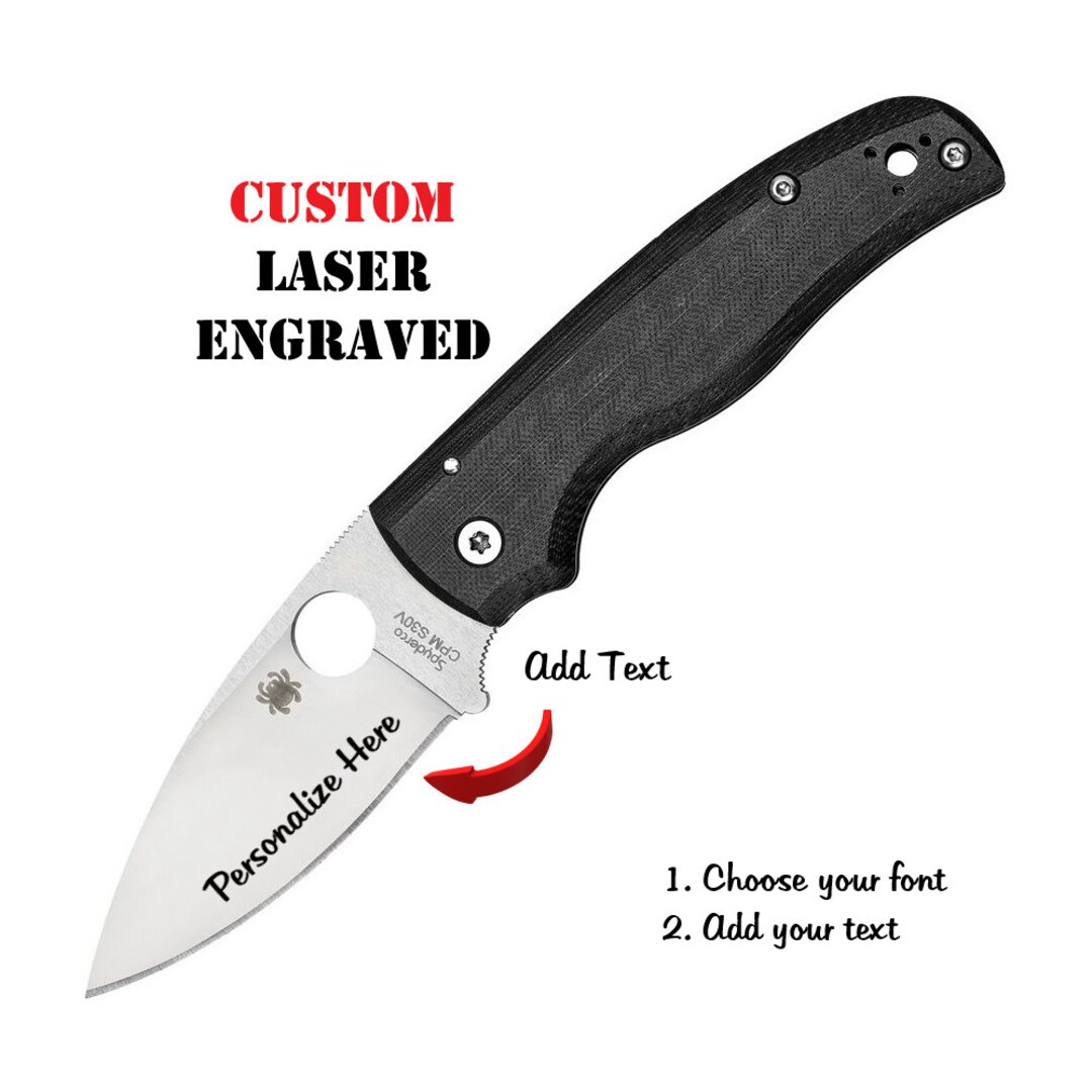 Personalized Spyderco Shaman - Laser Engraved Black Serrated Blade ...