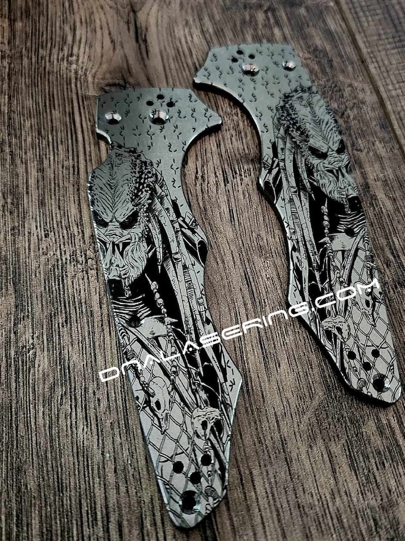 Predator - Spyderco Yojumbo - Deep Laser Engraved - Titanium Scales ...