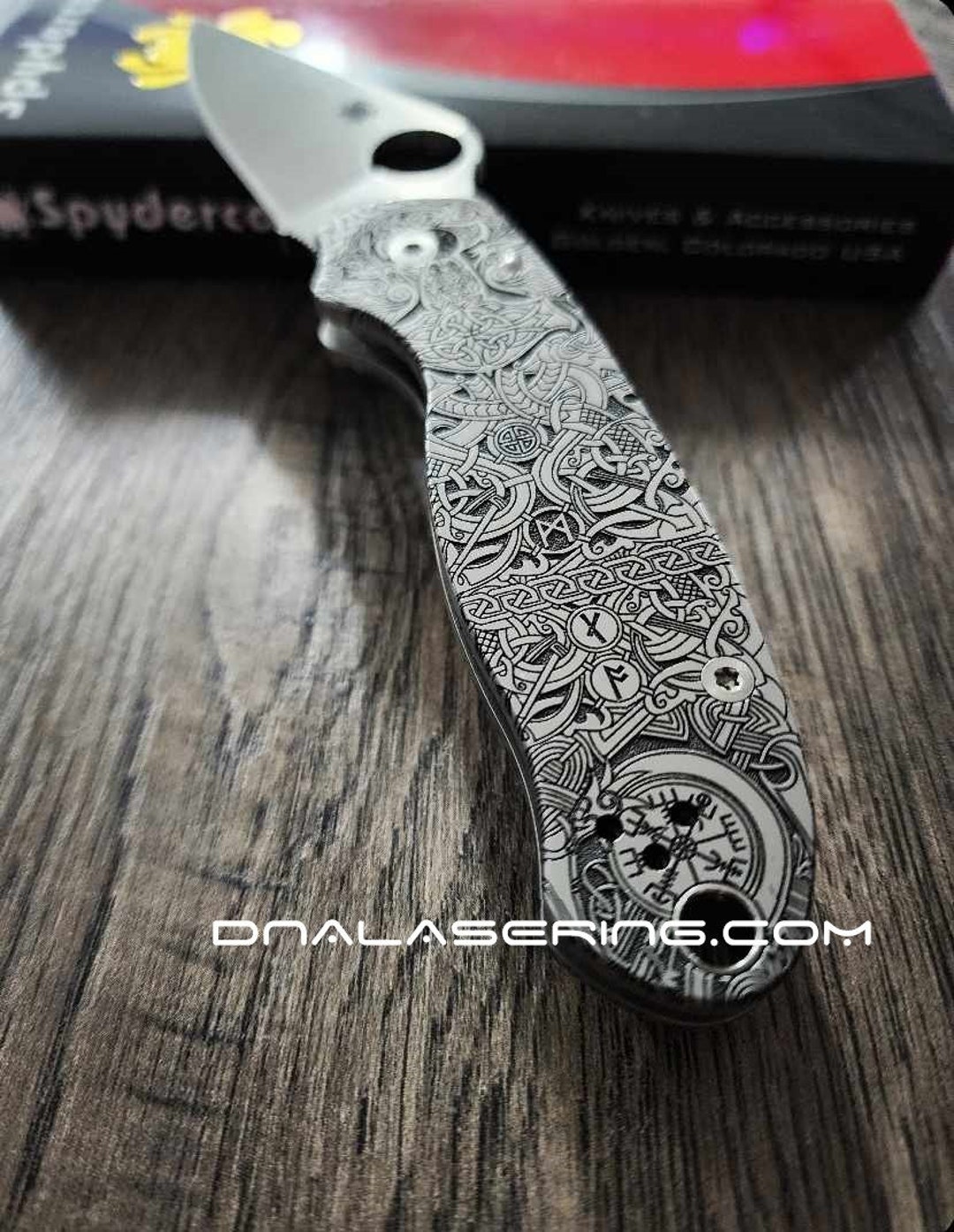 Viking Rune - Nordic Design - Spyderco PM3 TI - NEW Relief Engraving ...