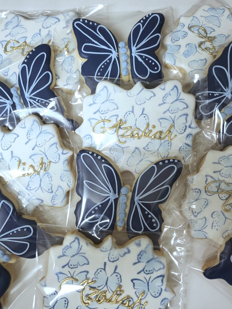 Butterfly Cookies, Pink and White Butterfly Cookies, Babyshower Cookies ...