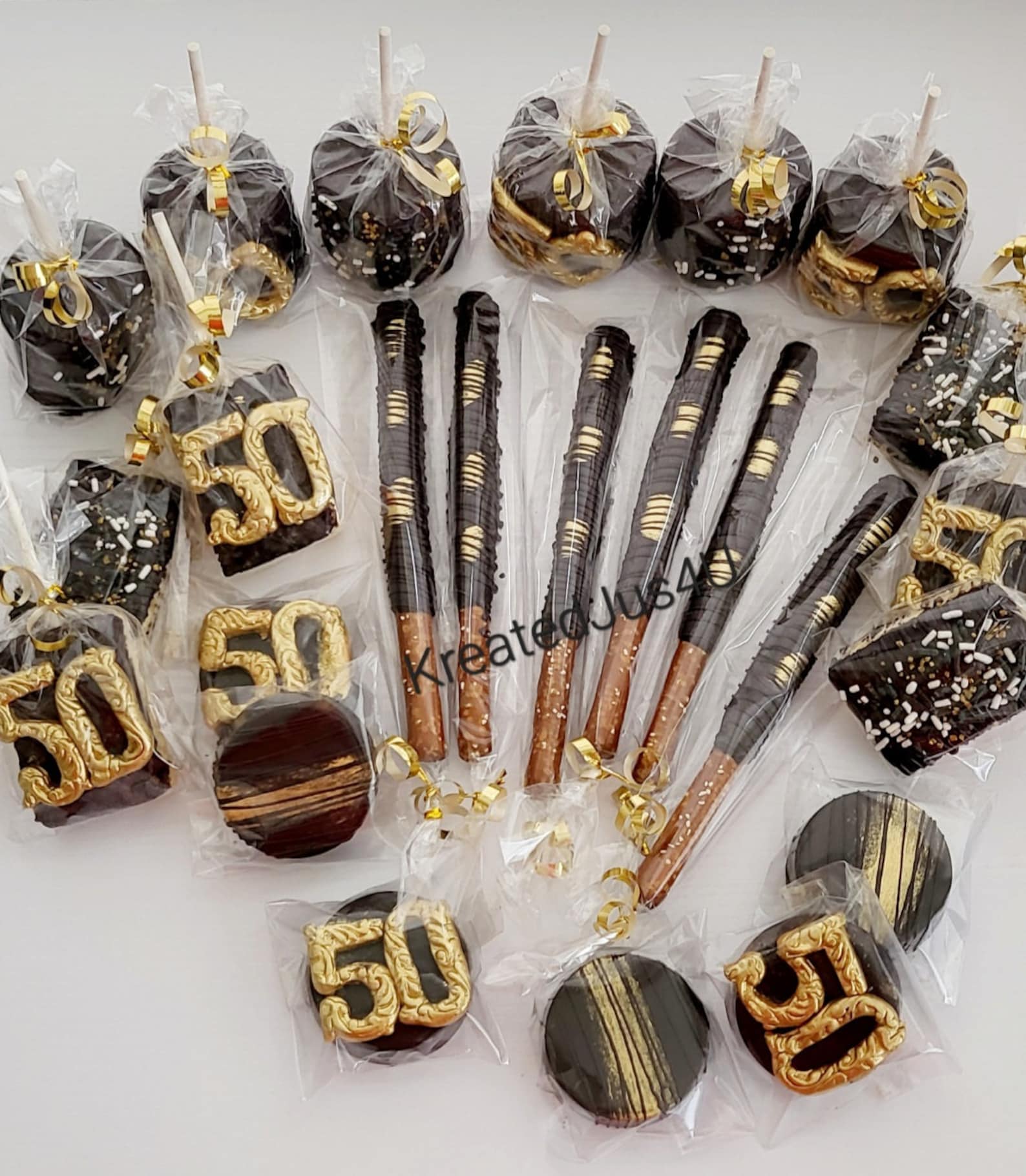 50th Birthday. Chocolate Dipped Treat Box. Chocolate Oreos, Pretzels ...