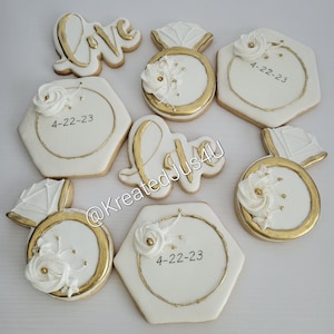 Gold and White Bridal Cookies - Etsy