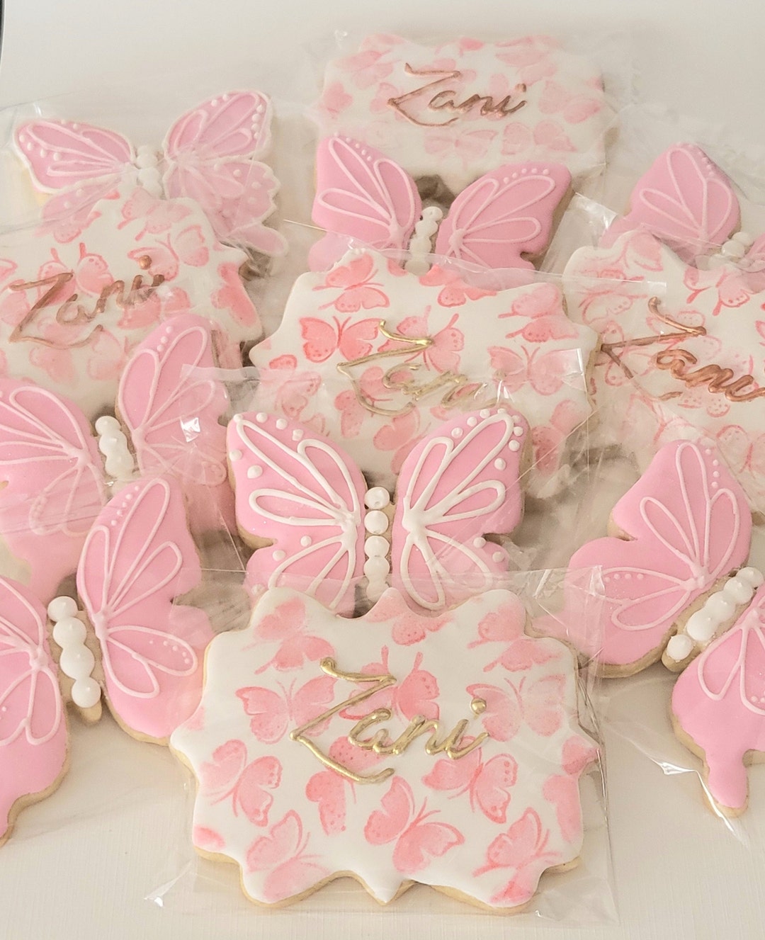 Butterfly Cookies, Pink and White Butterfly Cookies, Babyshower Cookies ...