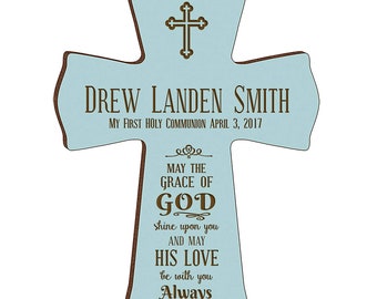 BLUE Personalized Baptism Gift Baptism Cross 1st Communion | Etsy