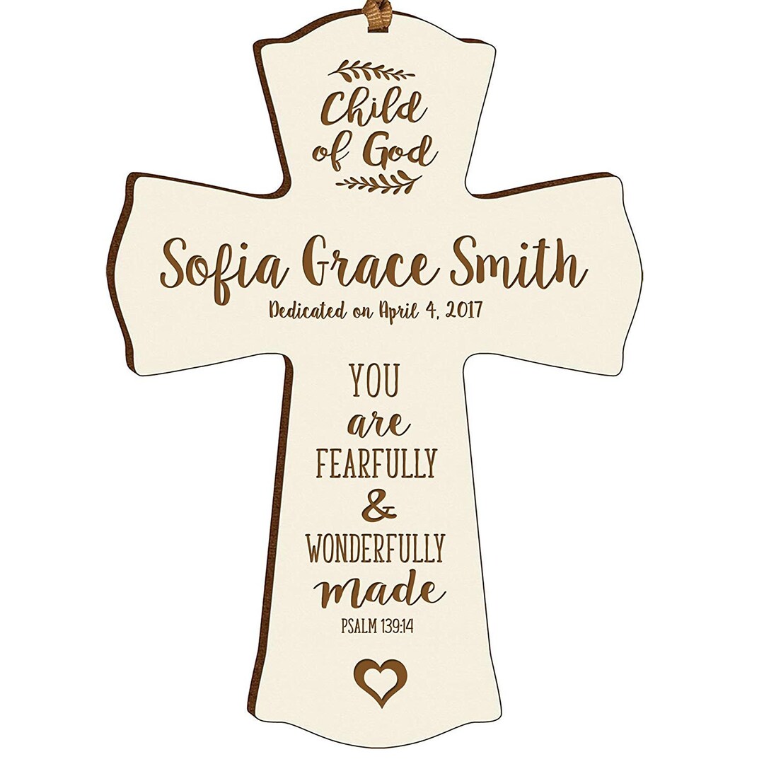 IVORY Personalized Baptism Cross Gift First Communion Gift Christening ...