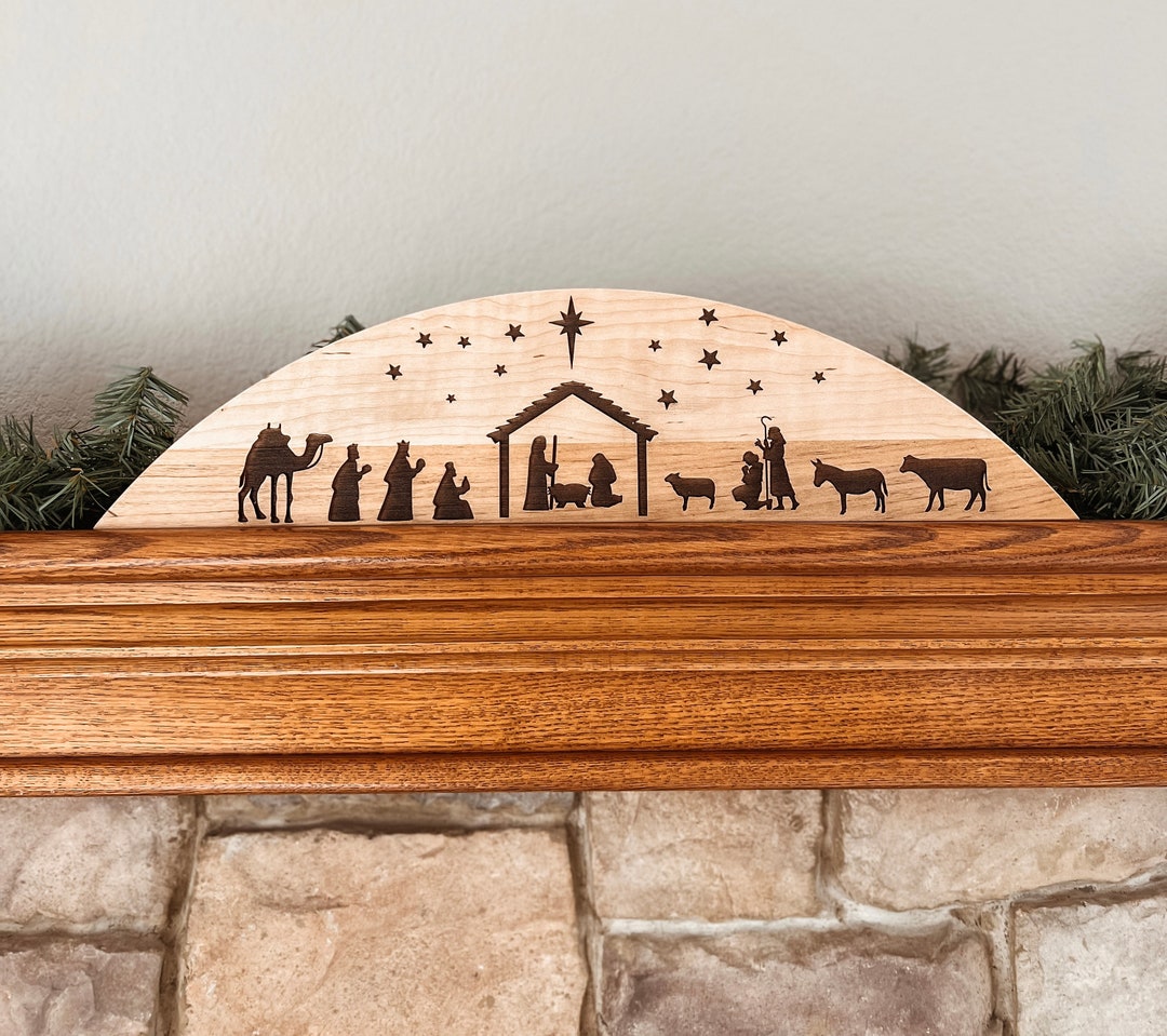 Engraved Wooden Nativity Scene | Unique Nativity Scene | Christmas ...