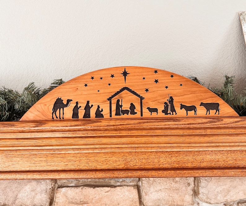 Engraved Wooden Nativity Scene | Unique Nativity Scene | Christmas ...