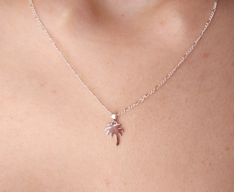 Palm Tree Necklace Sterling Silver Necklace Tree Pendant | Etsy