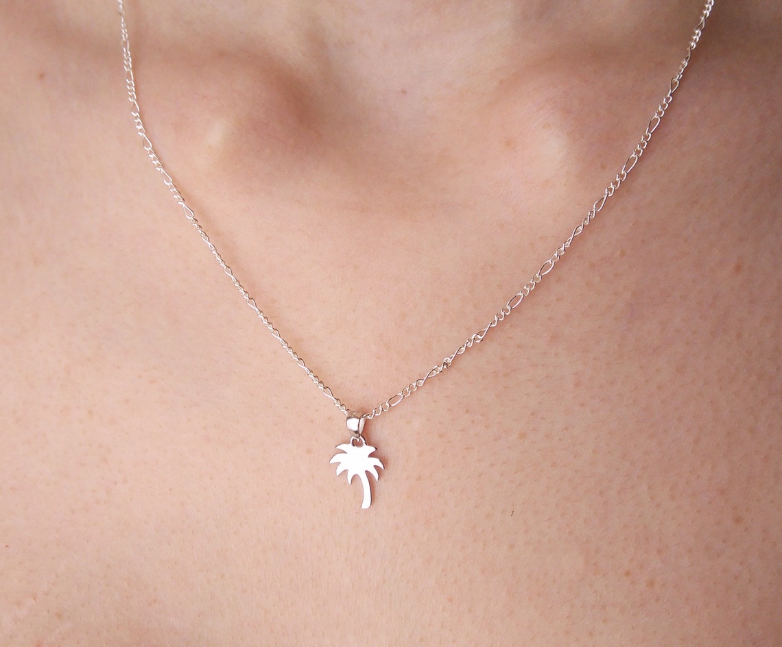 Palm Tree Necklace Sterling Silver Necklace Tree Pendant | Etsy