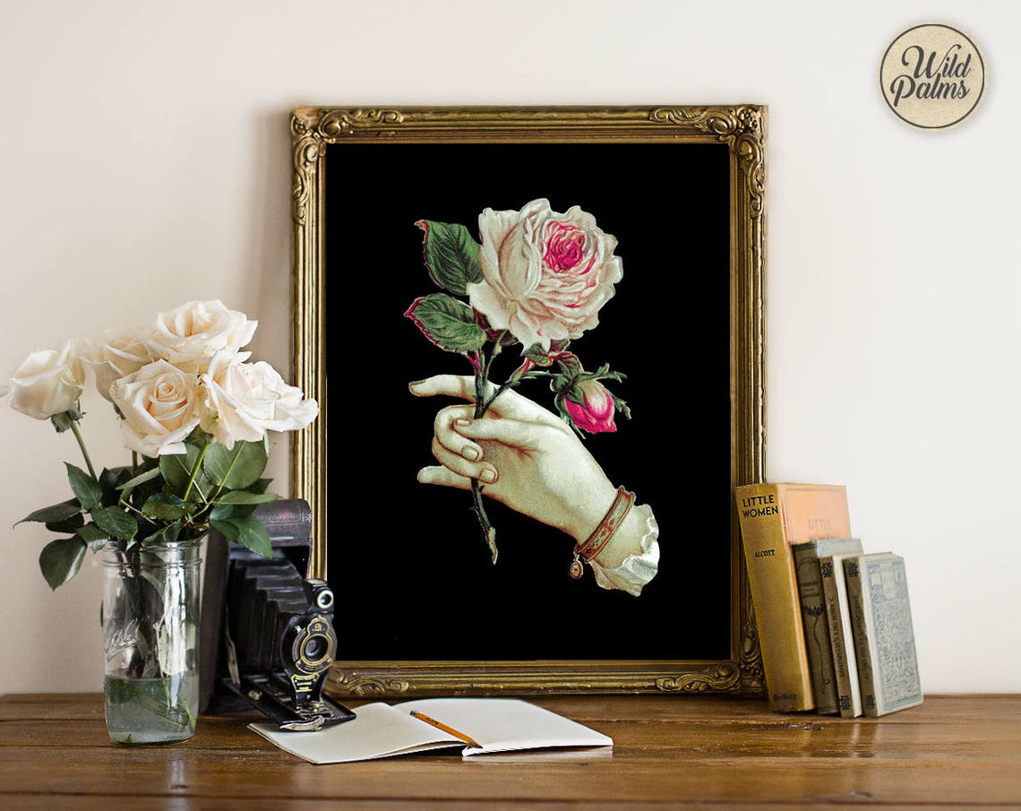 Rose Hand Vintage Style Art Print - Etsy