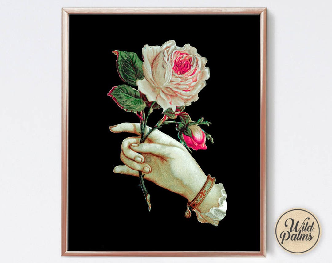 Rose Hand - Vintage Style - Art Print - Etsy