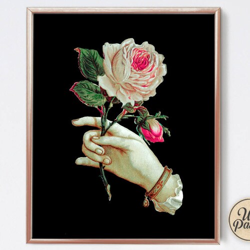 Rose Hand Vintage Style Art Print - Etsy